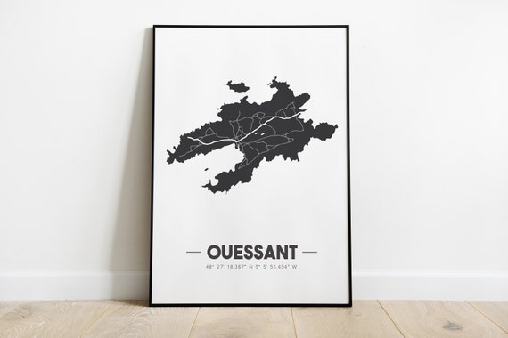 Carte de L'île de Ouessant Poster minimaliste map de - Etsy France