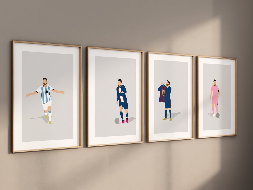 Lionel Messi Set of 4 Minimalist Football Posters Argentina, Barcelona ...