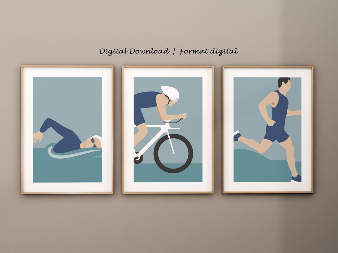 Triathlon Set of 3 Triathlon Posters Digital Format to Print Triathlon ...