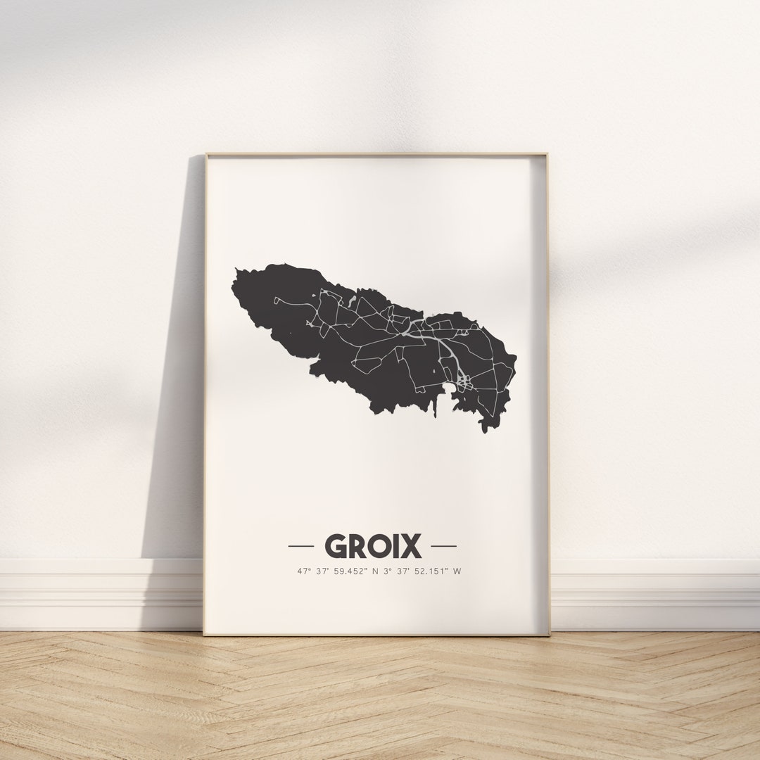 Ile De Groix Minimalist Map Black and White Poster - Etsy