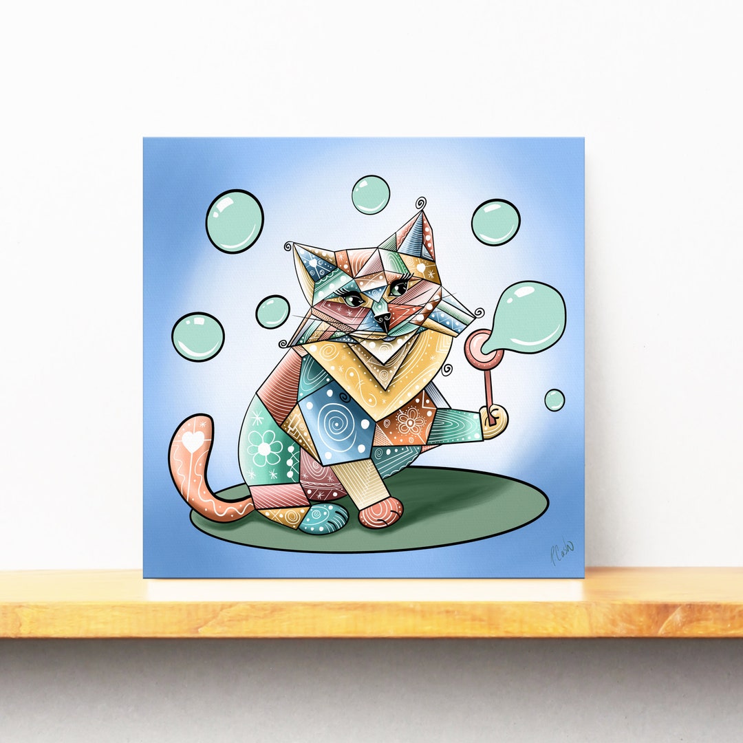Colorful Cat Print, Cat Wall Art, Abstract Cat Print - Etsy