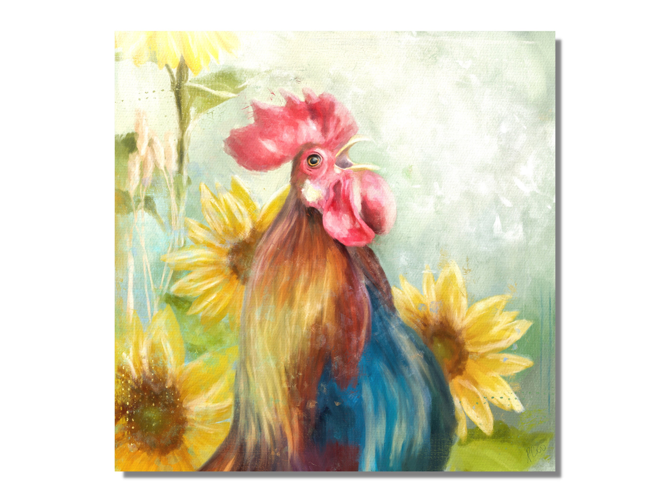 Rooster Fine Art Print, Sunflower Rooster, Farmhouse Rooster - Etsy