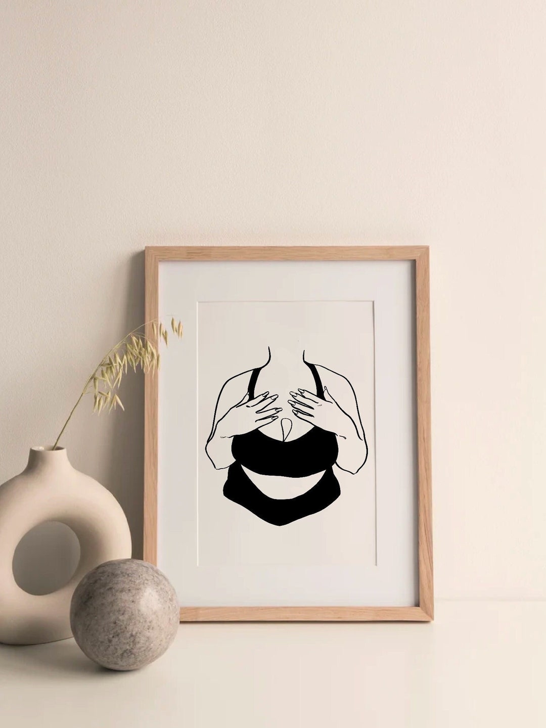 Handson, Body Positive Line Art, Female Figure Art Print, Minimalist ...