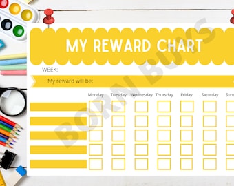 Green Childrens Reward Chart - Good Behaviour Chart - Sticker Chart A4 ...