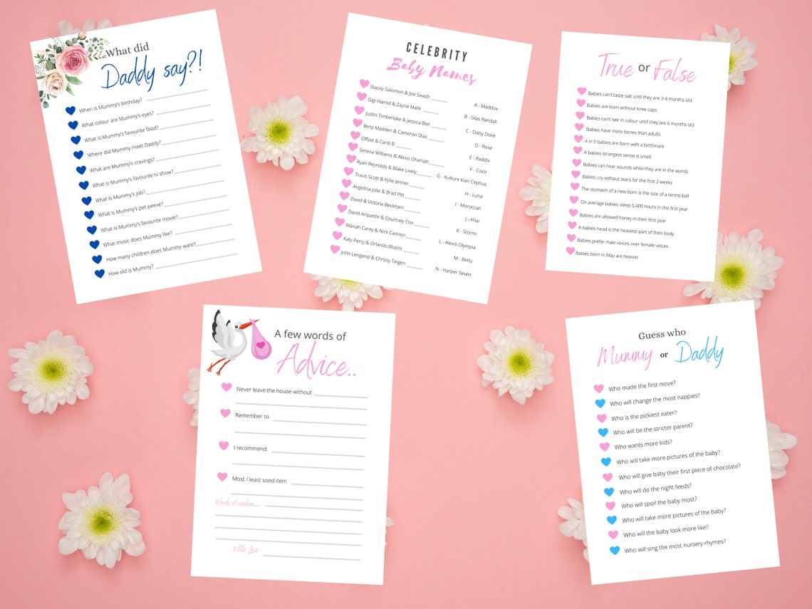 Printable Pink Baby Shower Games INSTANT DOWNLOAD With EDITABLE Text ...