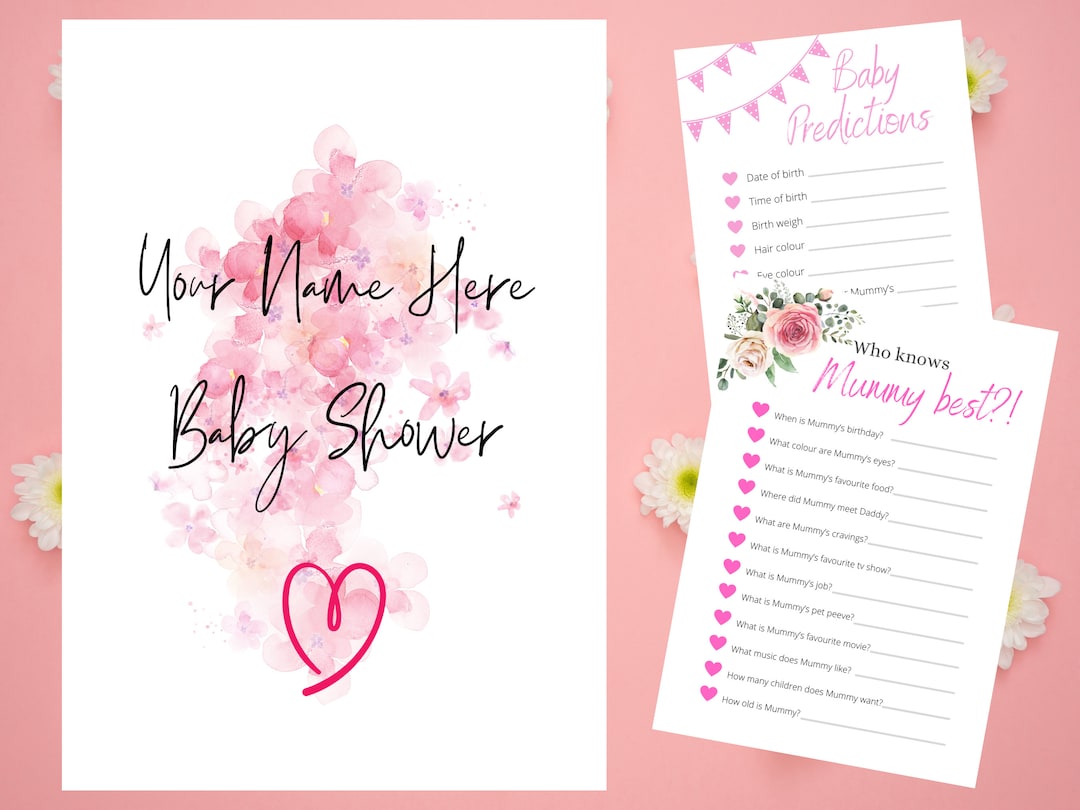 Printable Pink Baby Shower Games INSTANT DOWNLOAD With - Etsy