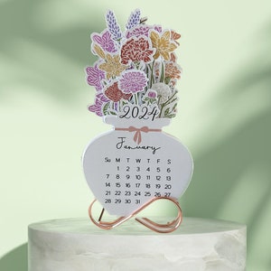 Floral 2024 Desk / Table Top Calendar With Stand / Mothers Day Gift - Etsy