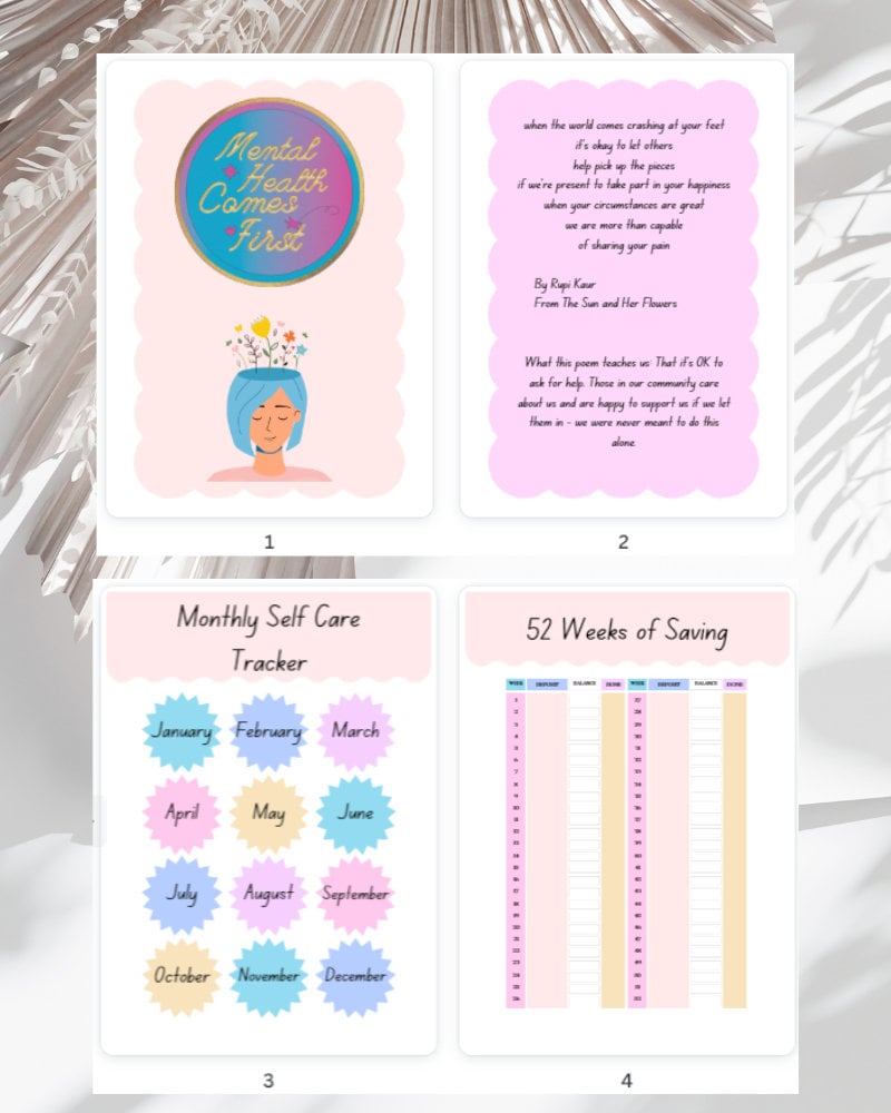 Printable Digital Download Self Care Journal, Planner & Tracker ...