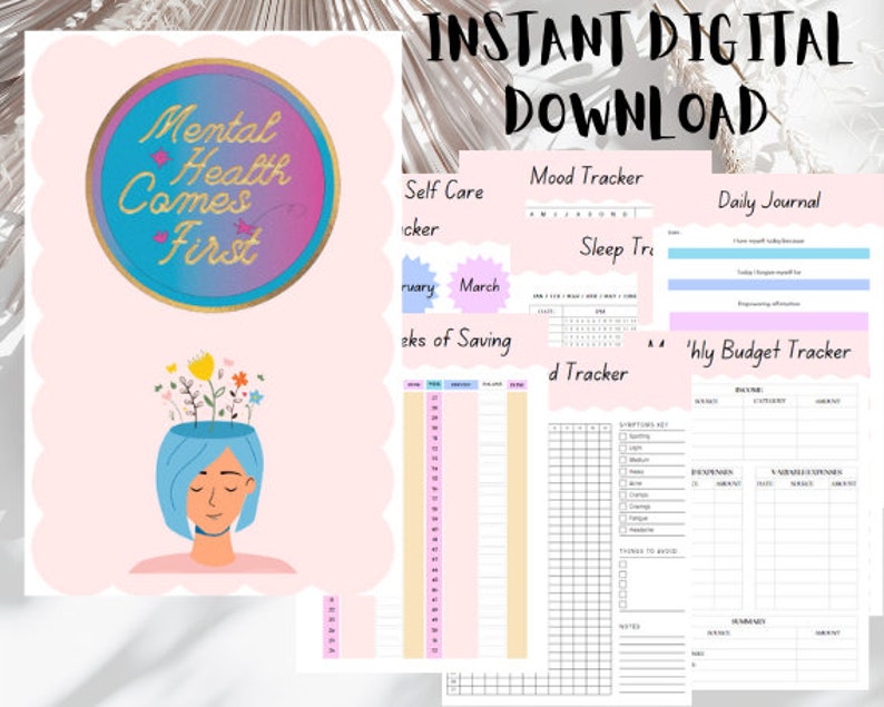 Printable Digital Download Self Care Journal, Planner & Tracker ...