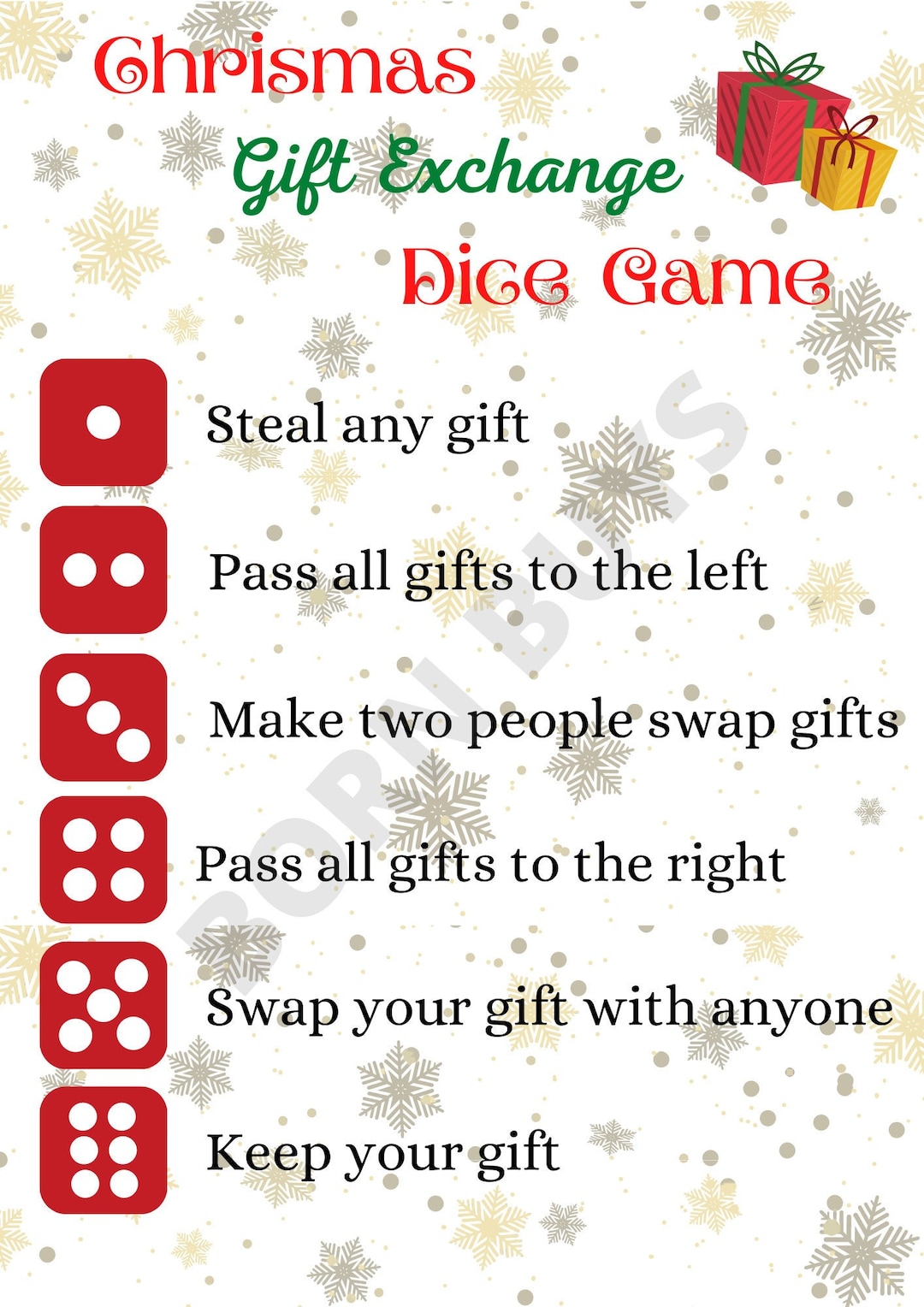 Christmas Dice Game Family Fun Christmas Games INSTANT DOWNLOAD - Etsy
