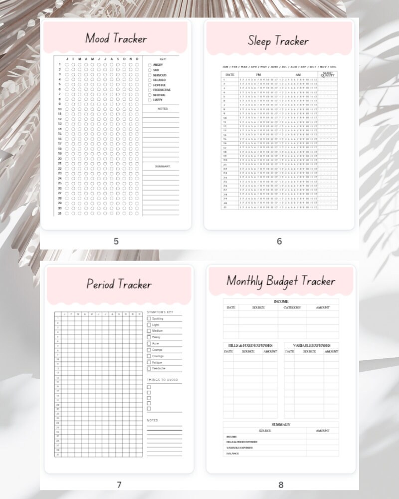 Printable Digital Download Self Care Journal, Planner & Tracker ...