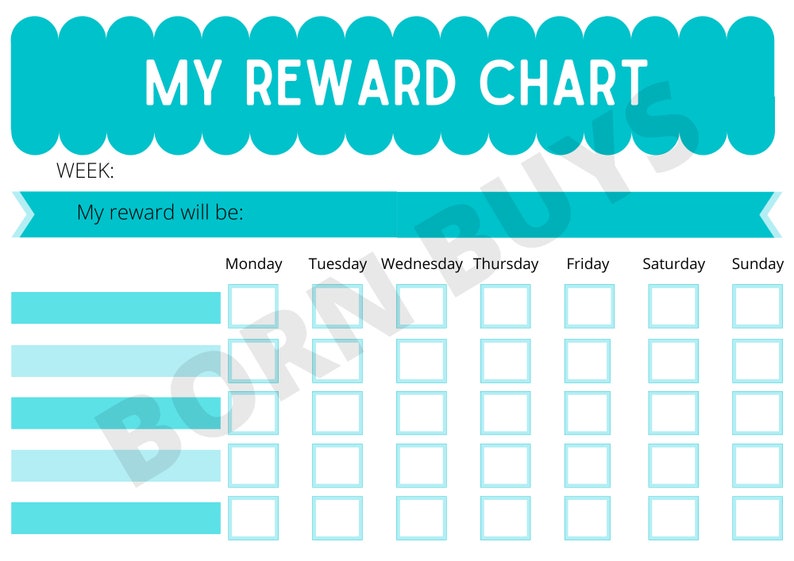 Blue Childrens Reward Chart - Good Behaviour Chart - Sticker Chart A4 ...