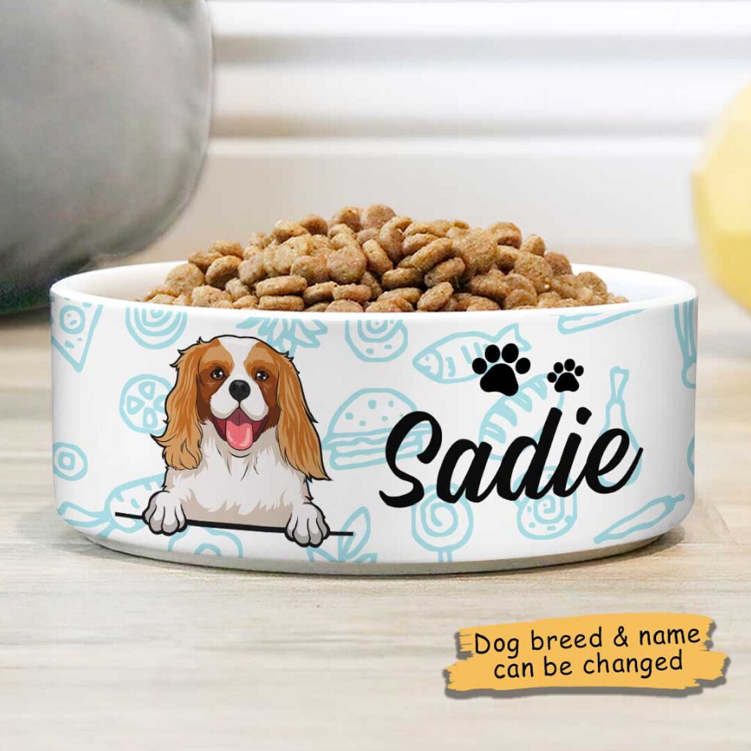 Custom Dog Bowls With Name & Breeds Design, Personalized Dog Bowl, New ...