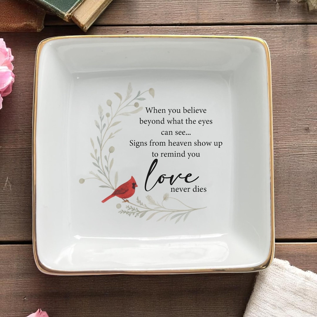 Personalized Cardinal Bird Ring Dish, Memorial Keepsake, Mom Sympathy ...