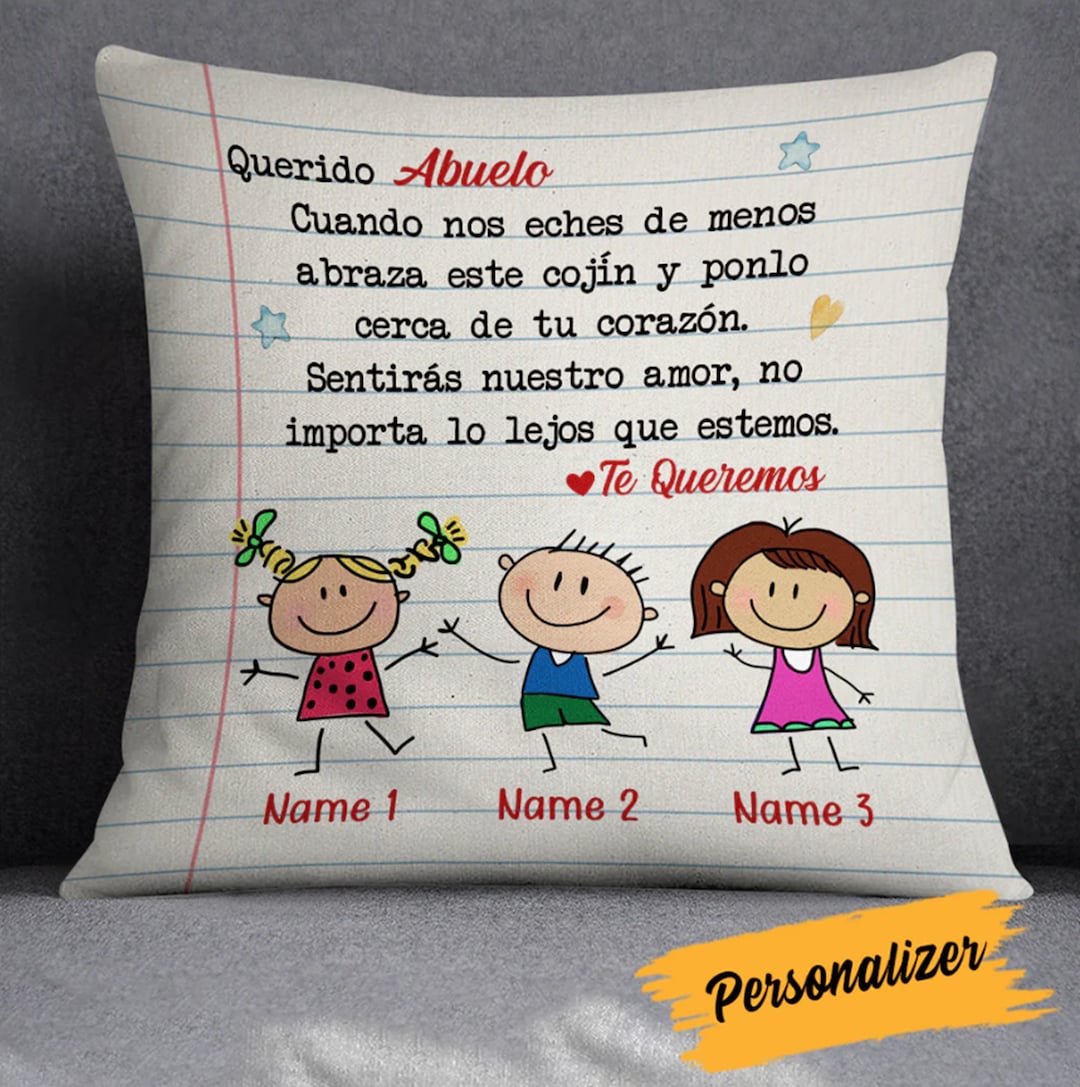 Spanish Grandfather Cuddle Pillow, Abuelo Pillow, Hug This Pillow, Gift ...