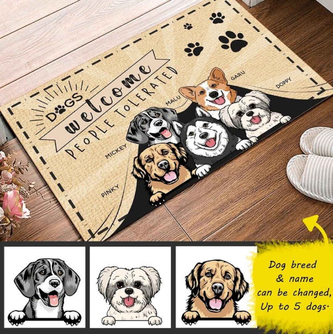 Personalized Dog Welcome People Tolerated Doormat, Personalized Dog ...