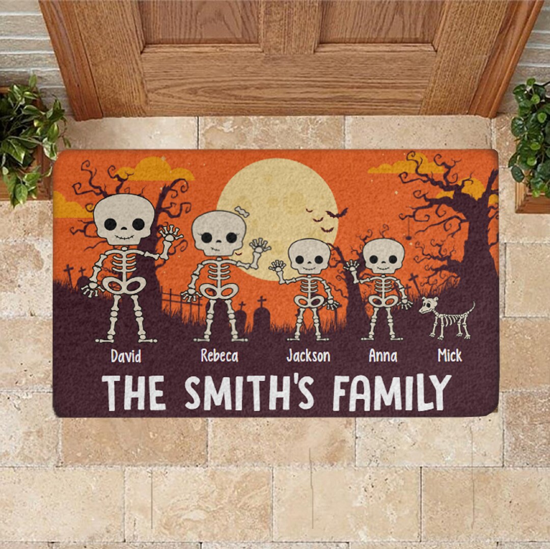 Family Skeletons Halloween Personalized Doormat Halloween - Etsy