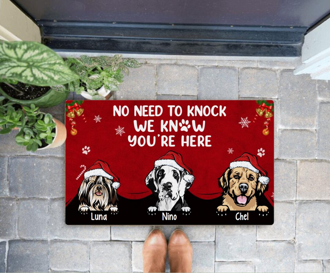 No Need to Knock Christmas Personalized Dog Doormat Funny - Etsy