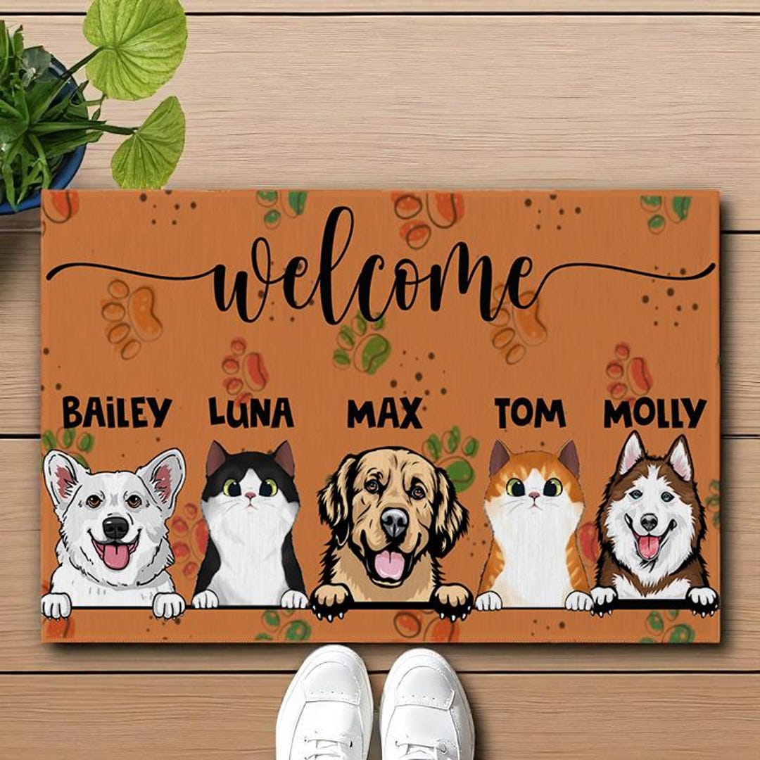 Personalized Dog Breed Welcome Mat, Cat Lover Gift, Housewarming Pet ...