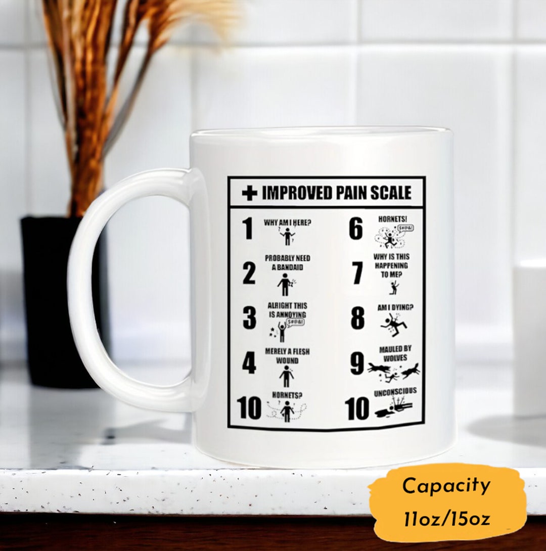 Improved Pain Scale Coffee Mug, Nurse Practitioner Gift, Funny Doctor ...
