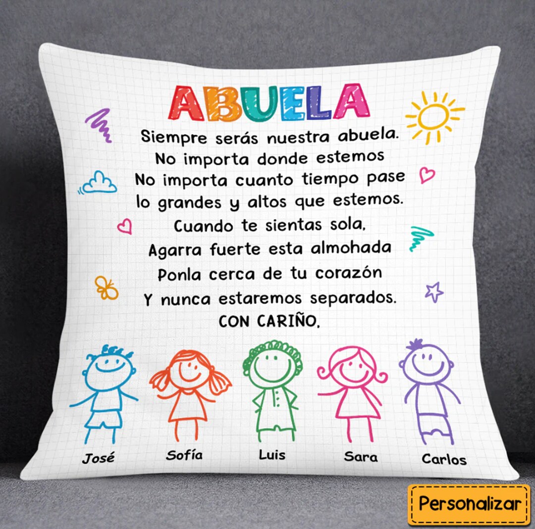 Grandma Spanish Abuela Drawing Pillow Grandson Granddaughter - Etsy
