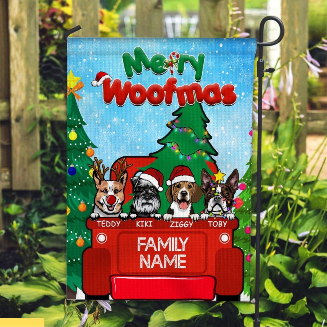 Merry Woofmas Christmas Personalized Dog Flag Winter Garden - Etsy