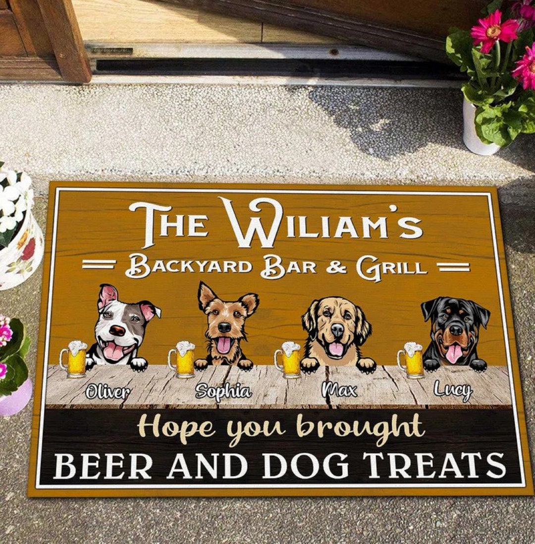 Personalized Dog Welcome Doormat, Personalized Dog Door Gift, Backyard ...