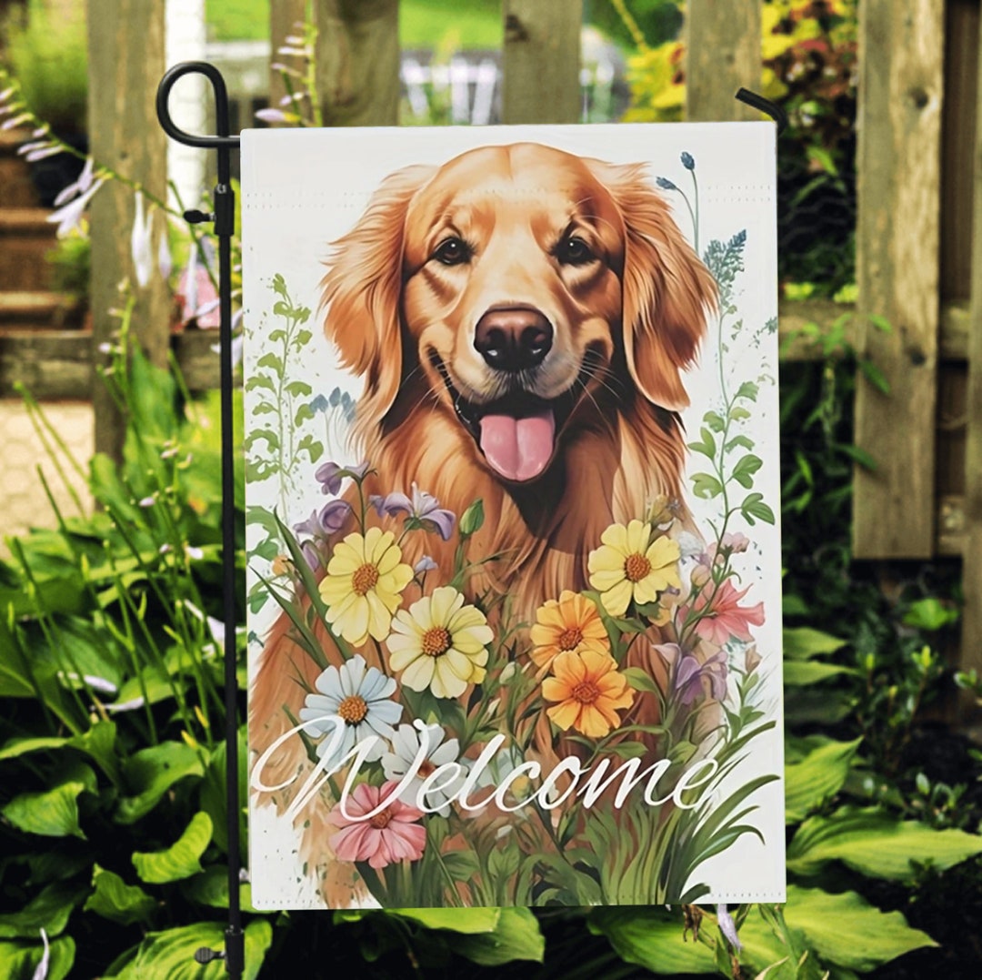 Golden Retriever Flag, American Dog Flag, Spring Garden Flag, Dog Flag ...