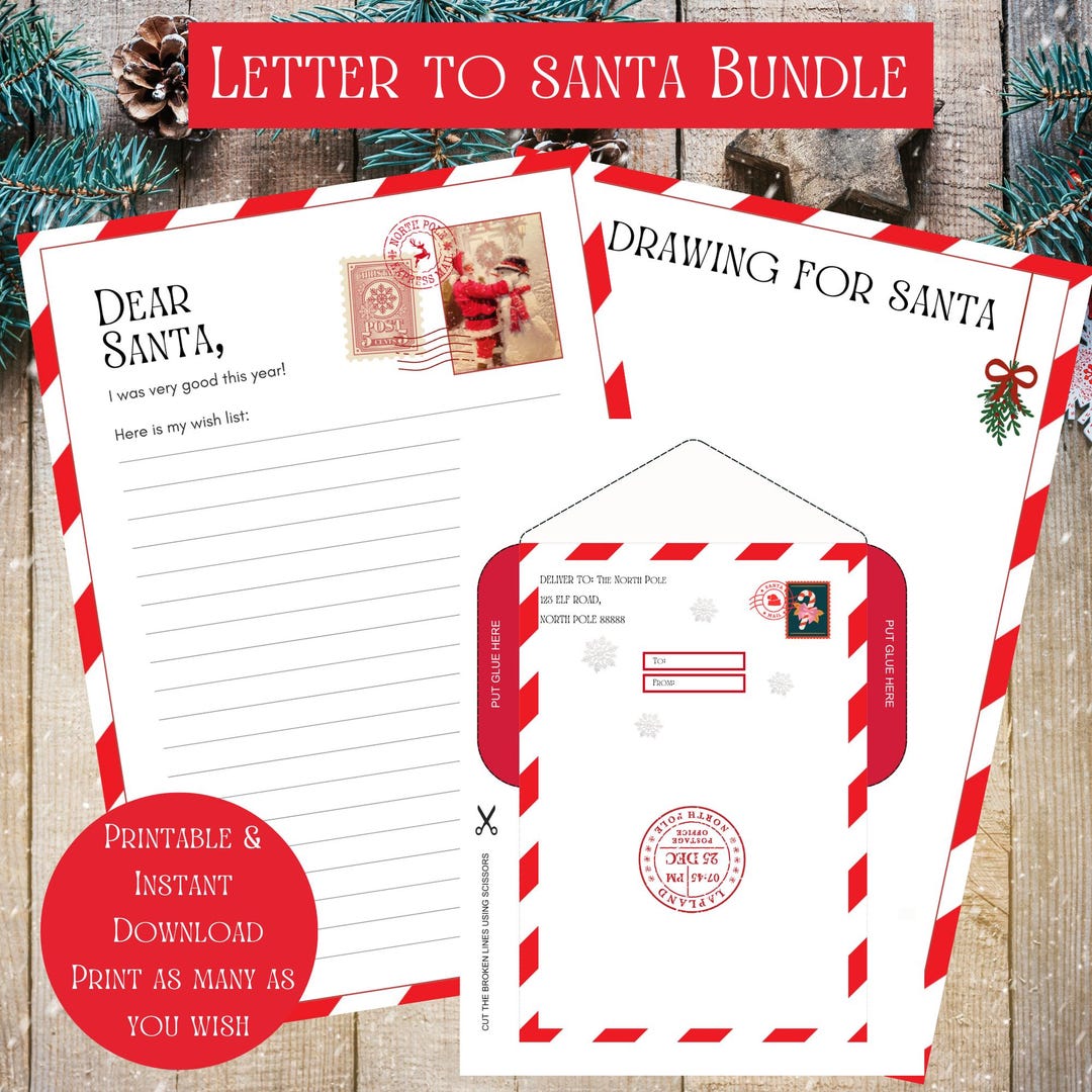 Letter A4 to Santa and Envelope Bundle - Etsy