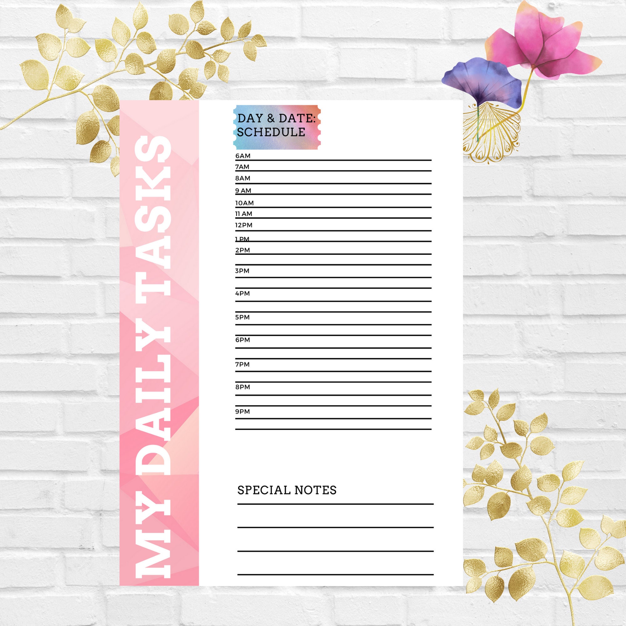Daily Planners Ready to Print Small Business Organize Chart Timetable ...