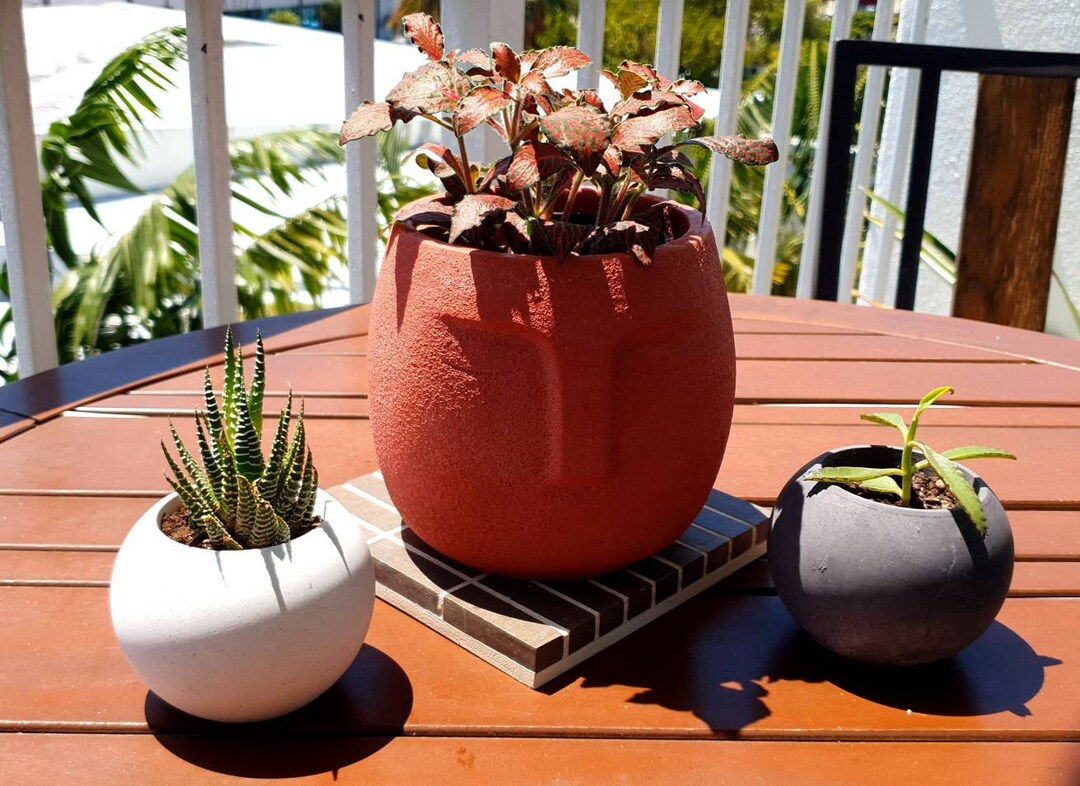 Abstract Face Cement Flower Pot - Etsy