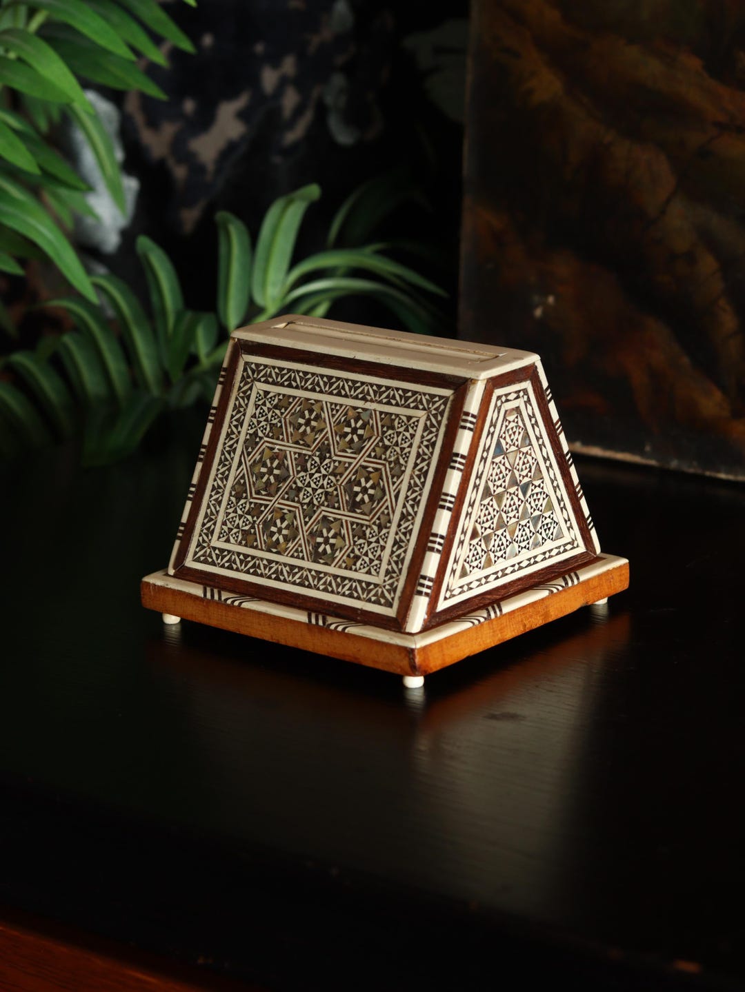 Vintage Middle Eastern Inlaid Cigarette Dispenser Box | Wood Bone ...