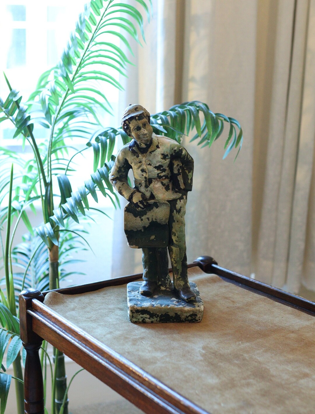 British Paperboy Plaster Sculpture Figurine Ornament | Garden Art Deco ...