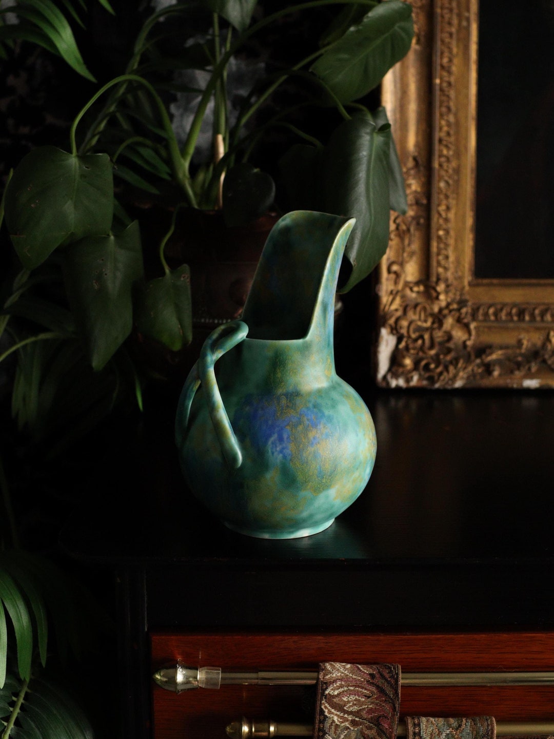 1930s Empire Ware England Cross Handle Art Deco Marbled Green Blue ...