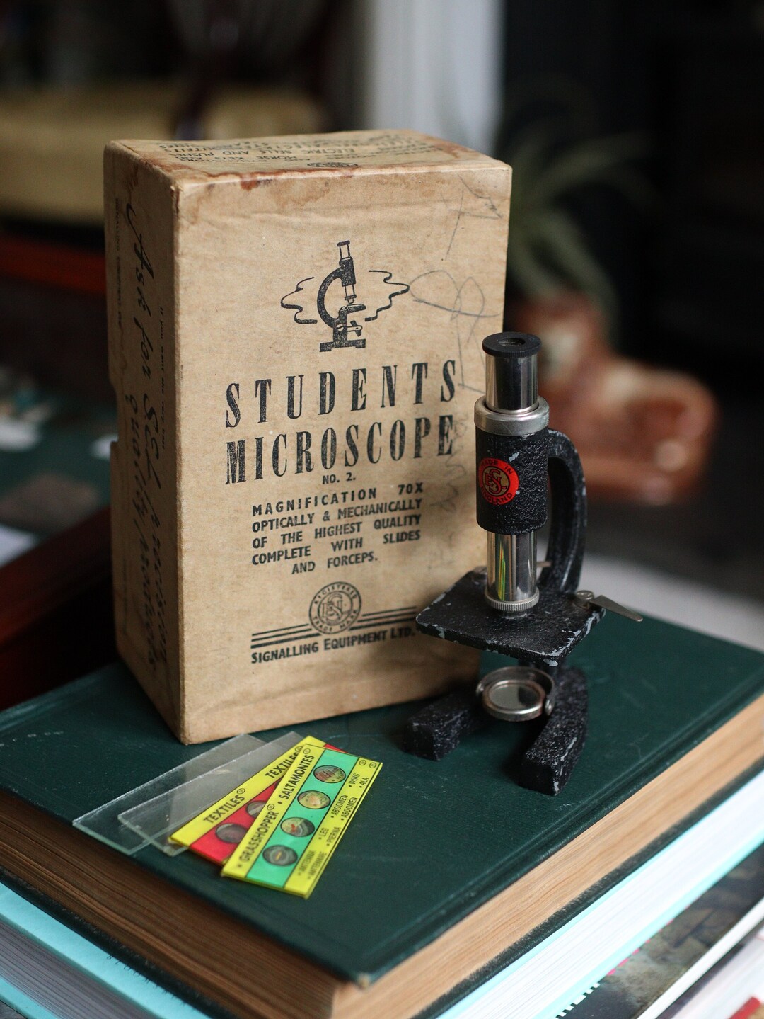 Vintage 1940s Students Microscope No 2 Signalling Equipment Ltd Boxed ...