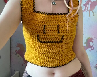 Smiley Face Crop Top | Etsy