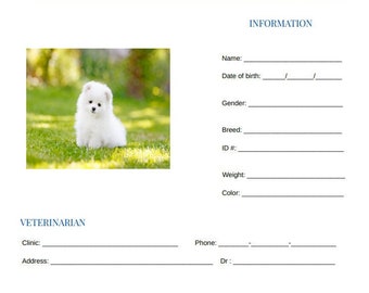Pet Profile Template - Etsy