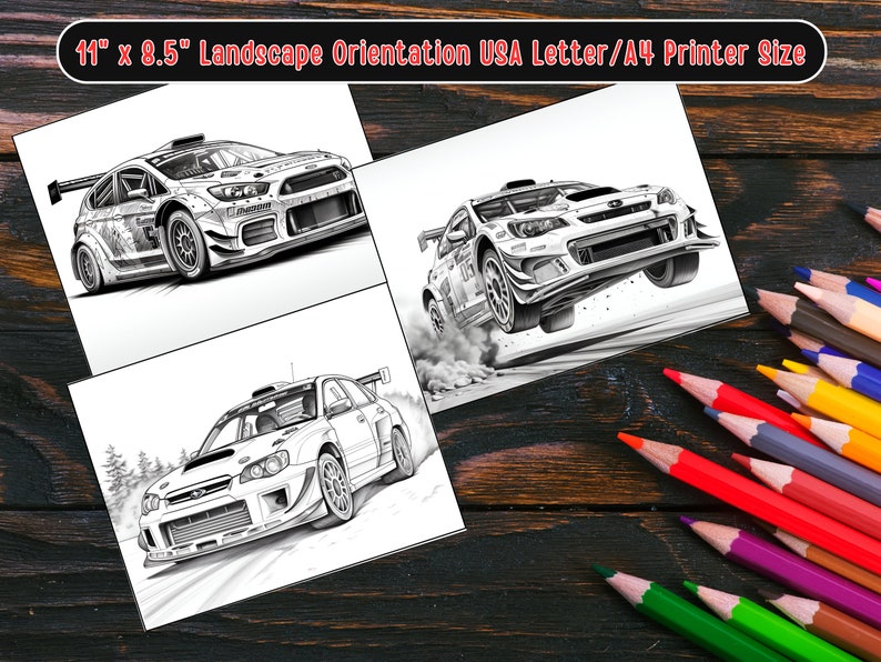 30 Rally Car Printable Coloring Pages - PDF & PNG Instant Download - 8. ...