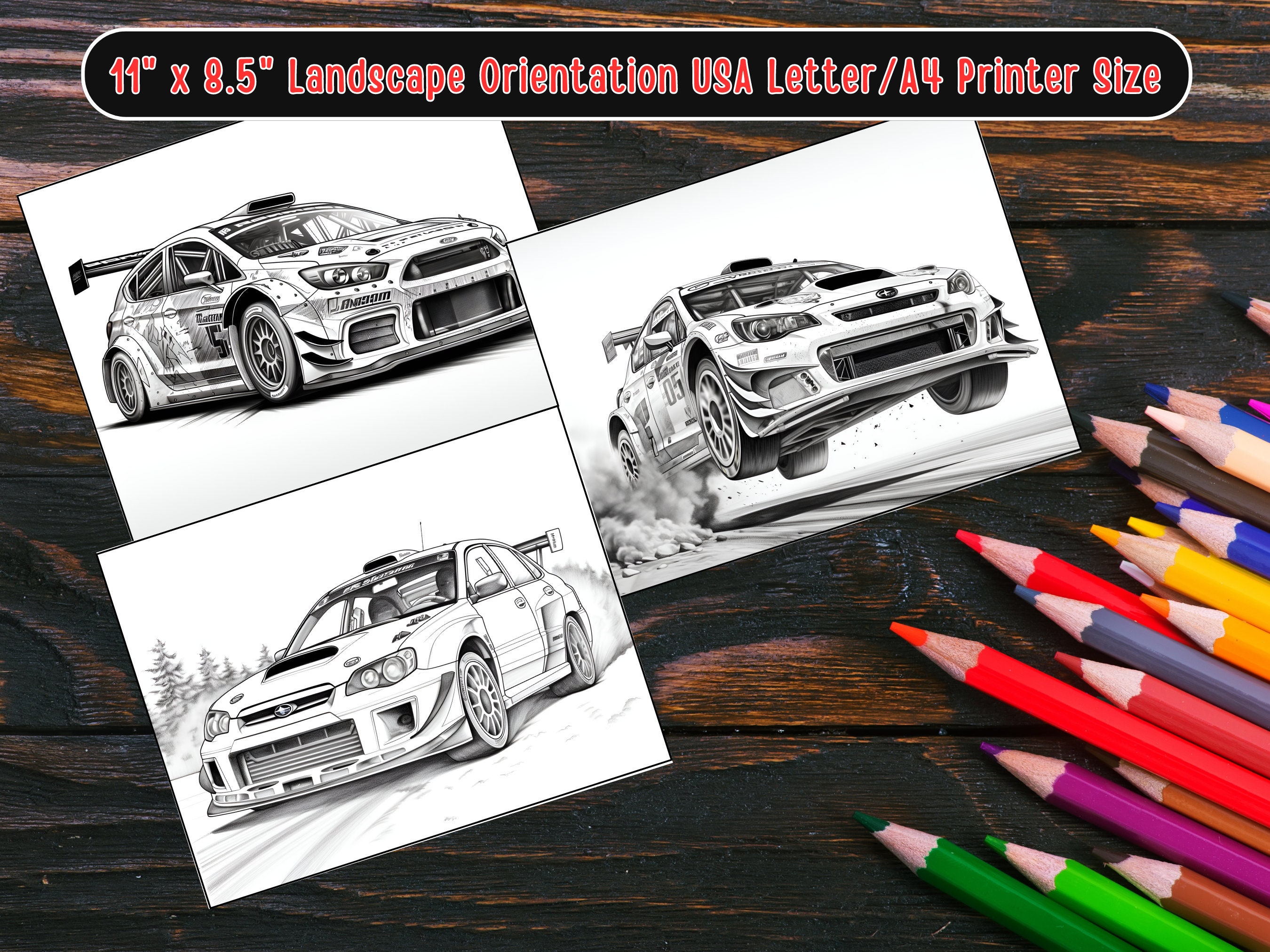 30 Rally Car Printable Coloring Pages - PDF & PNG Instant Download - 8. ...
