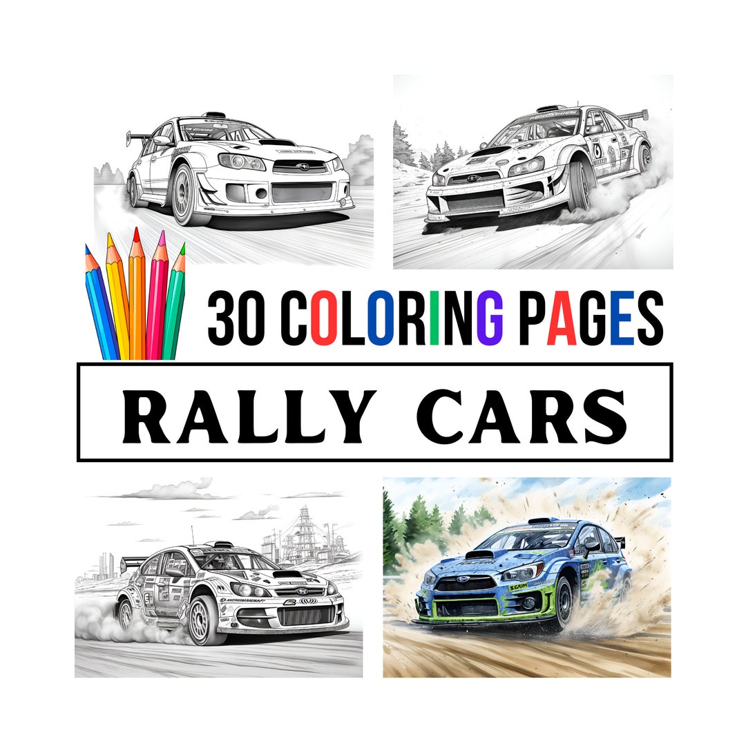 30 Rally Car Printable Coloring Pages - PDF & PNG Instant Download - 8. ...
