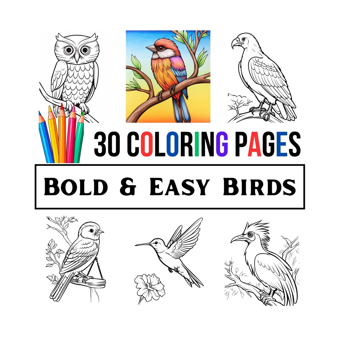 30 Bold & Easy Bird Printable Coloring Book Pages - Parrot, Eagle ...