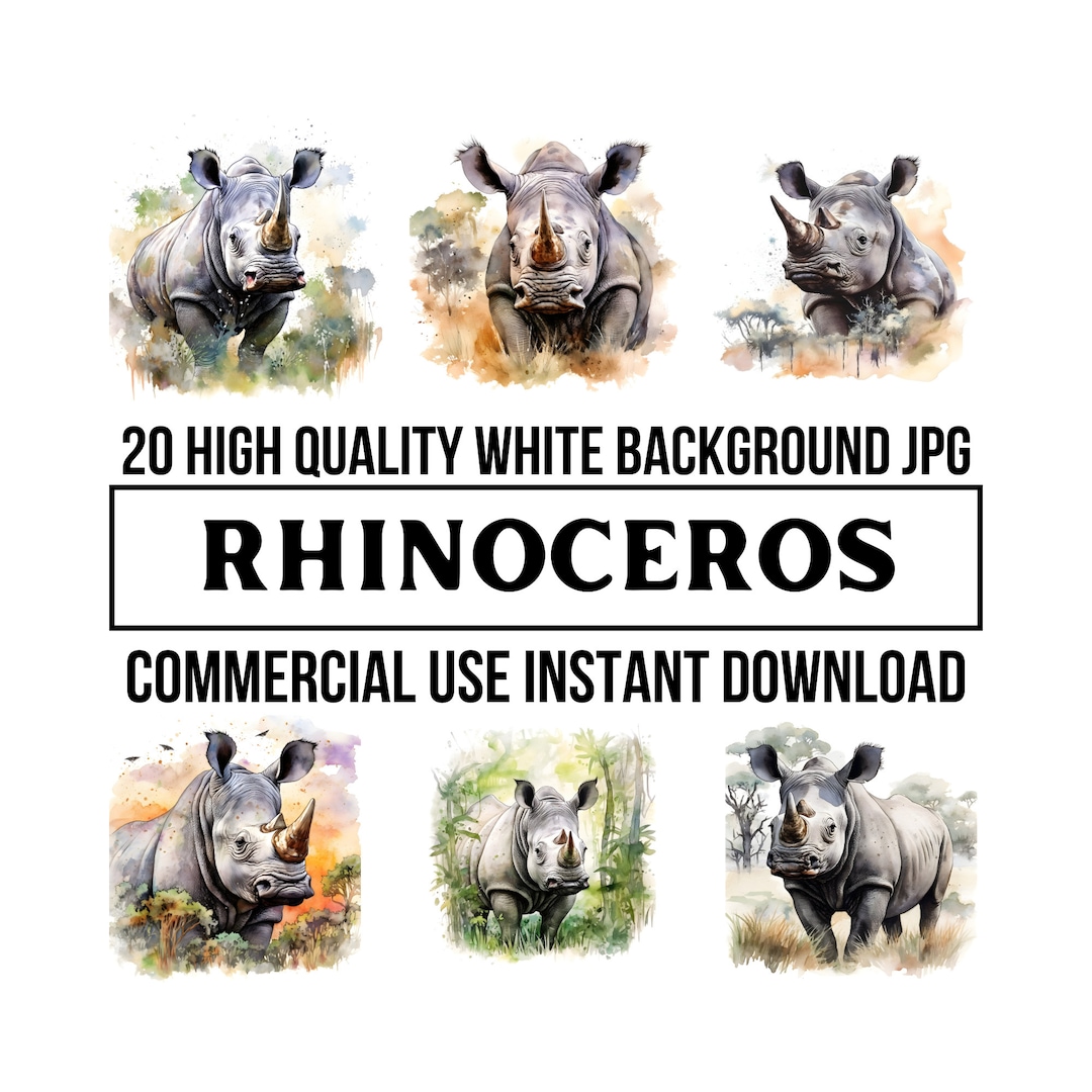 20 Rhinoceros Clip Art Images - High Quality 300 Dpi Jpgs - Rhino ...