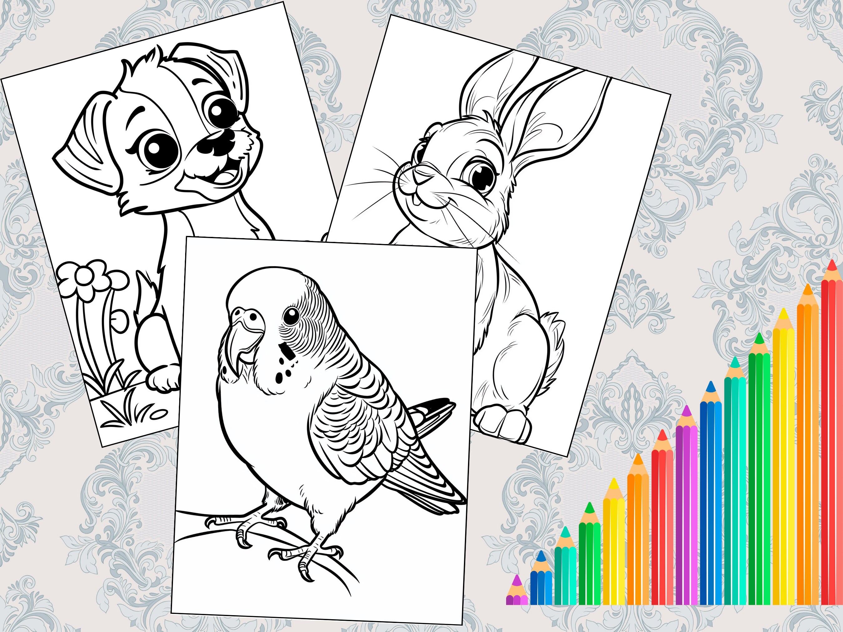 30 Printable Coloring Pages - Pets Collection - Adult & Children - Dogs ...