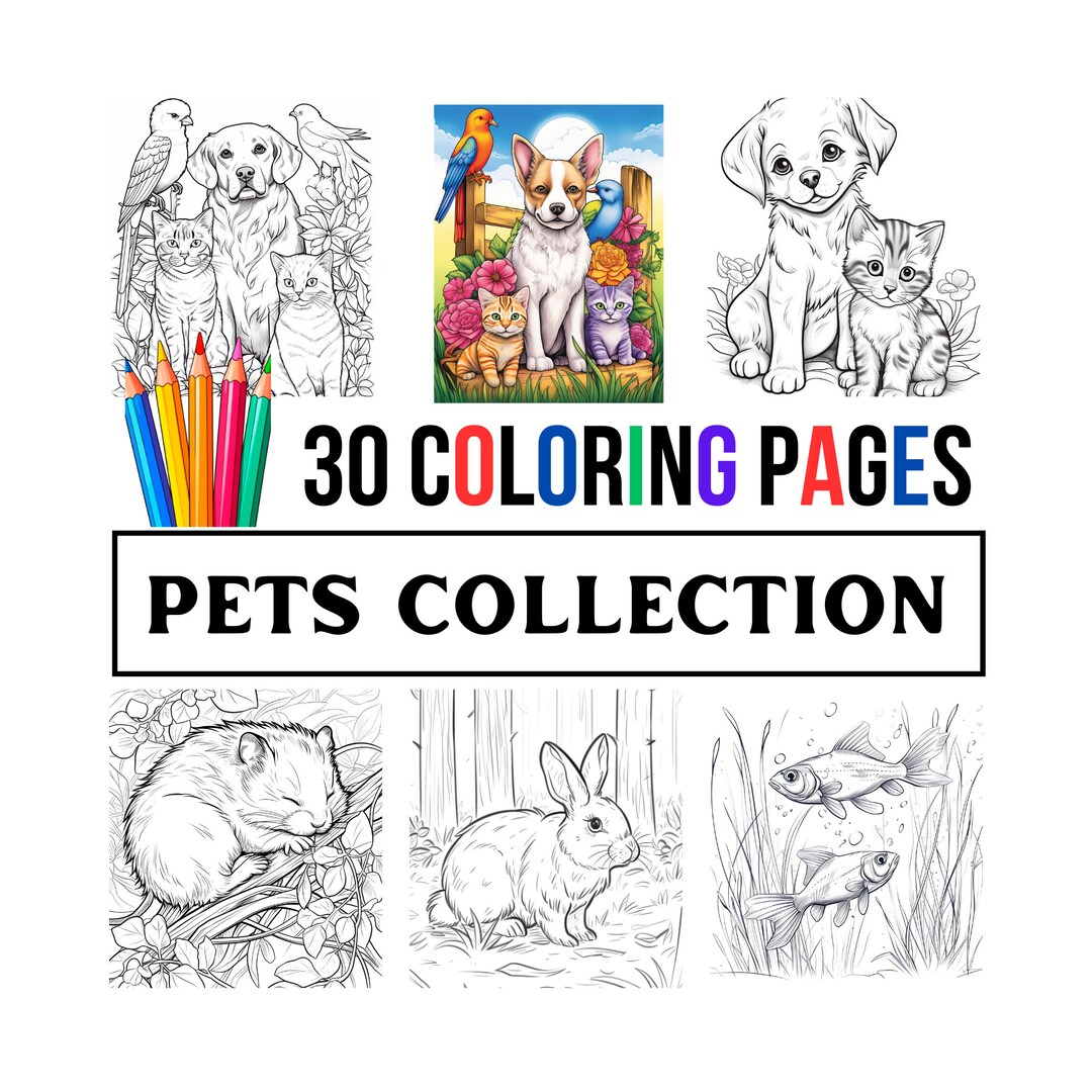 30 Printable Coloring Pages - Pets Collection - Adult & Children - Dogs ...