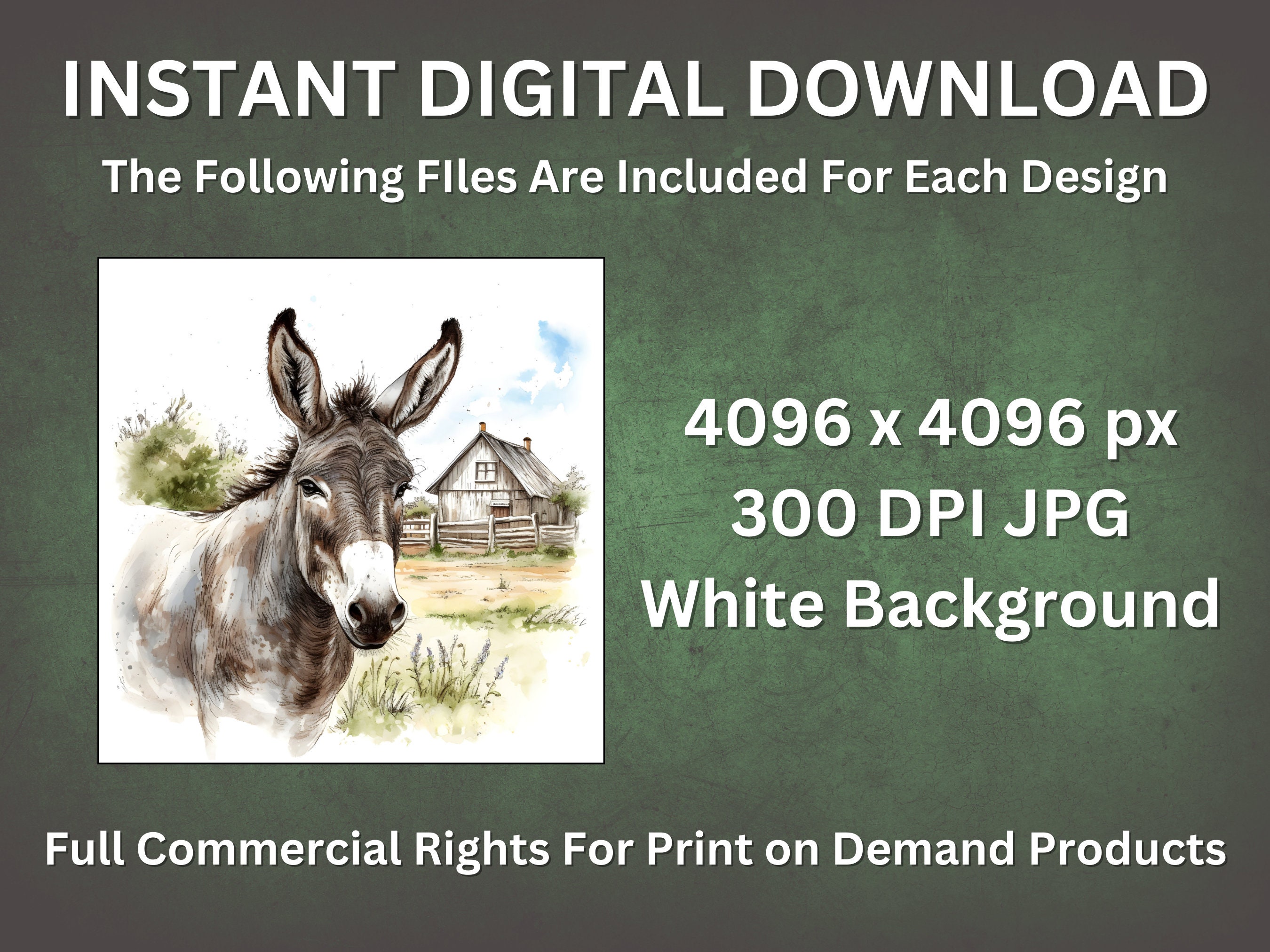 20 Cute Donkeys Clip Art High Quality 4096x4096 Px Jpgs Donkey ...
