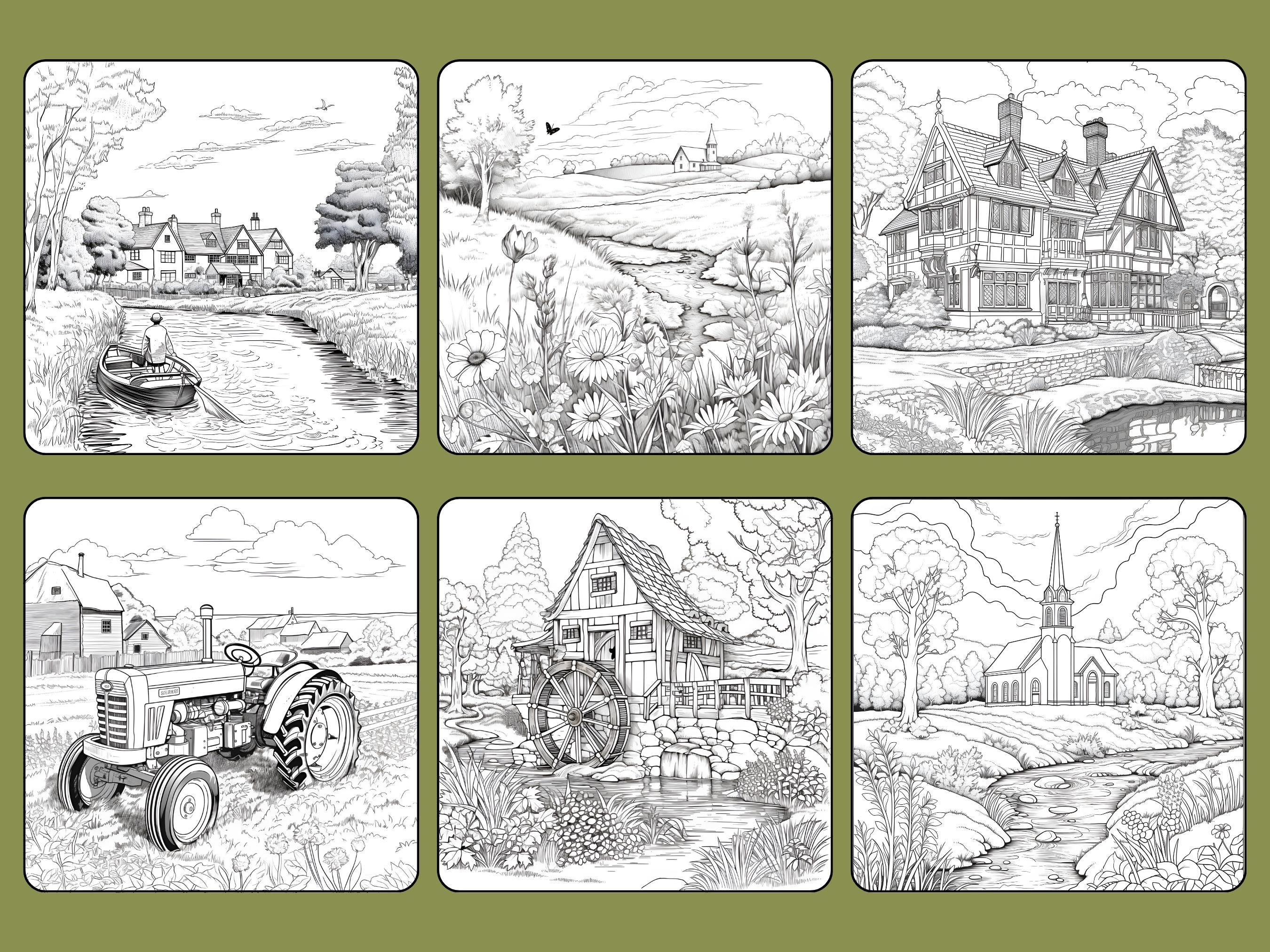 30 Rural England Printable Coloring Pages - JPG Instant Download - 8.5 ...