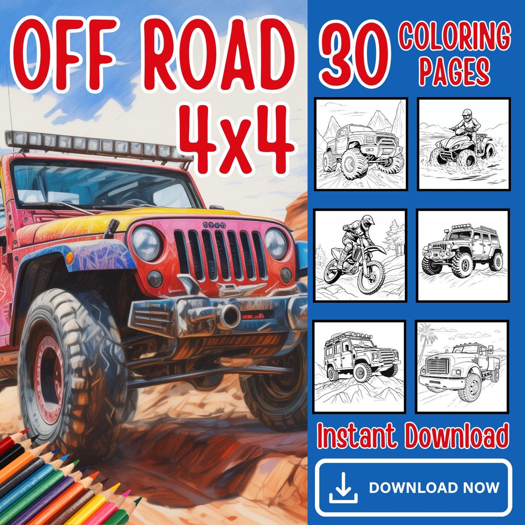 30 off Road 4x4 Vehicles Printable Coloring Pages - Instant Download 8. ...