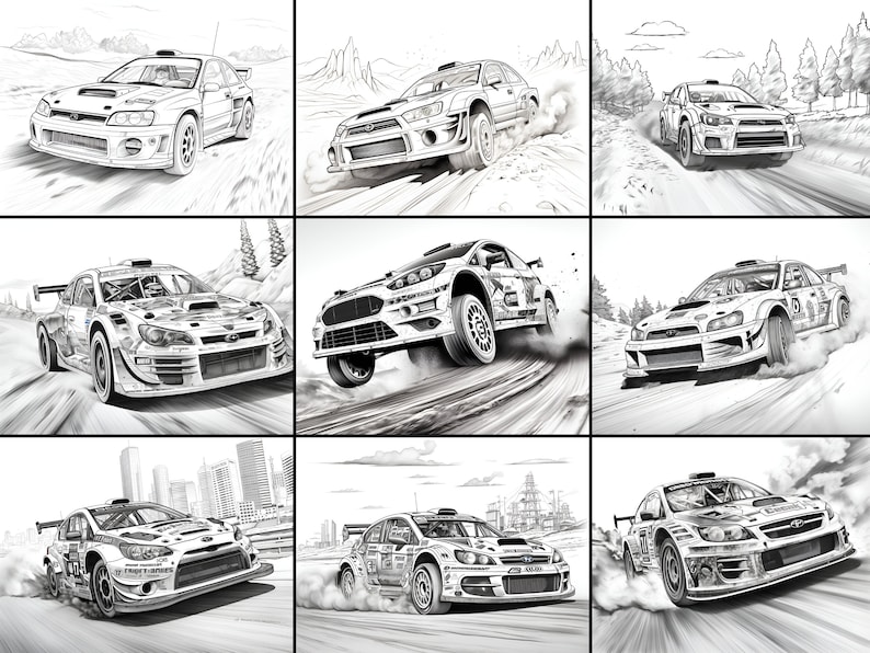 30 Rally Car Printable Coloring Pages - PDF & PNG Instant Download - 8. ...