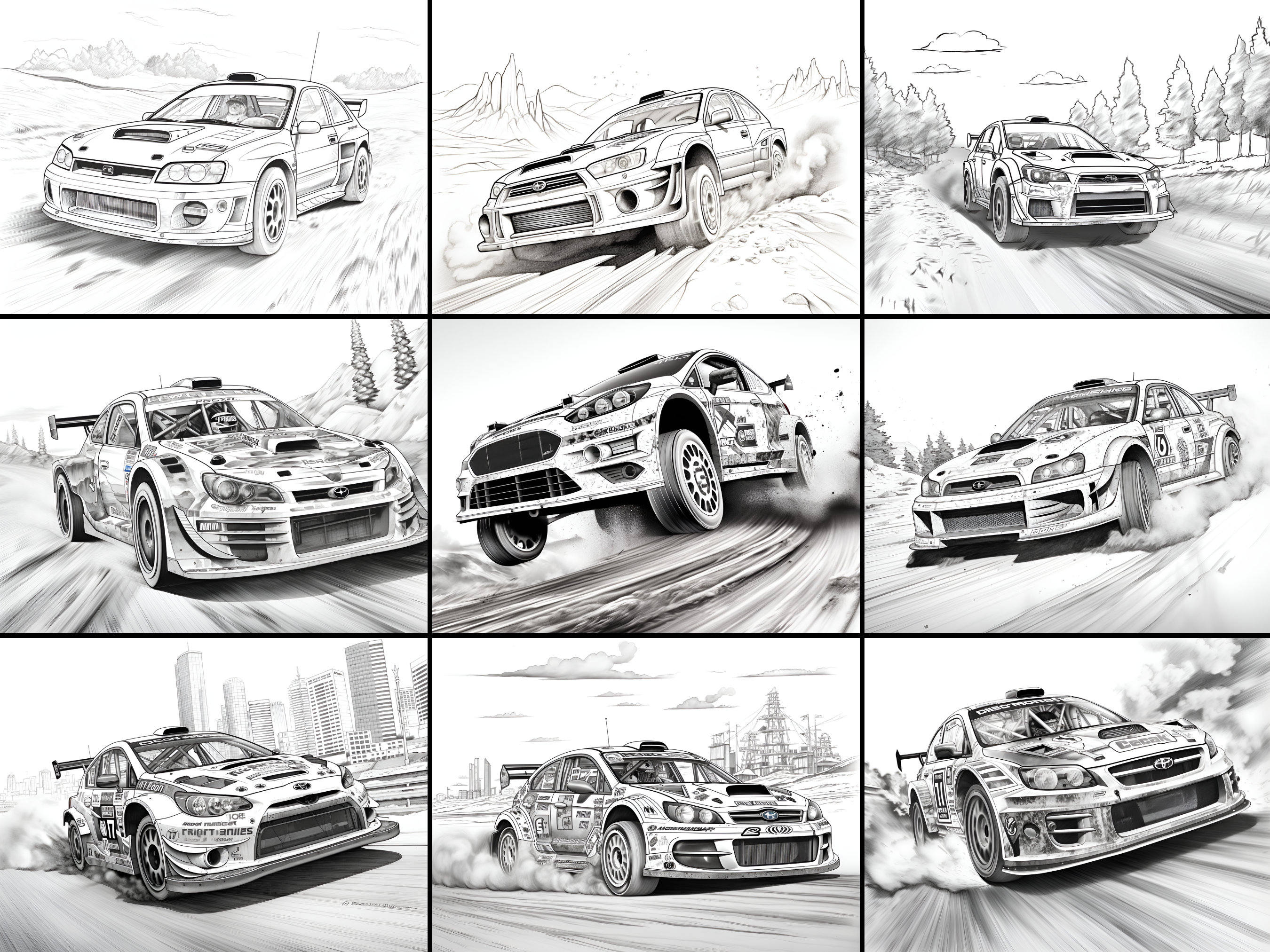 30 Rally Car Printable Coloring Pages - PDF & PNG Instant Download - 8. ...
