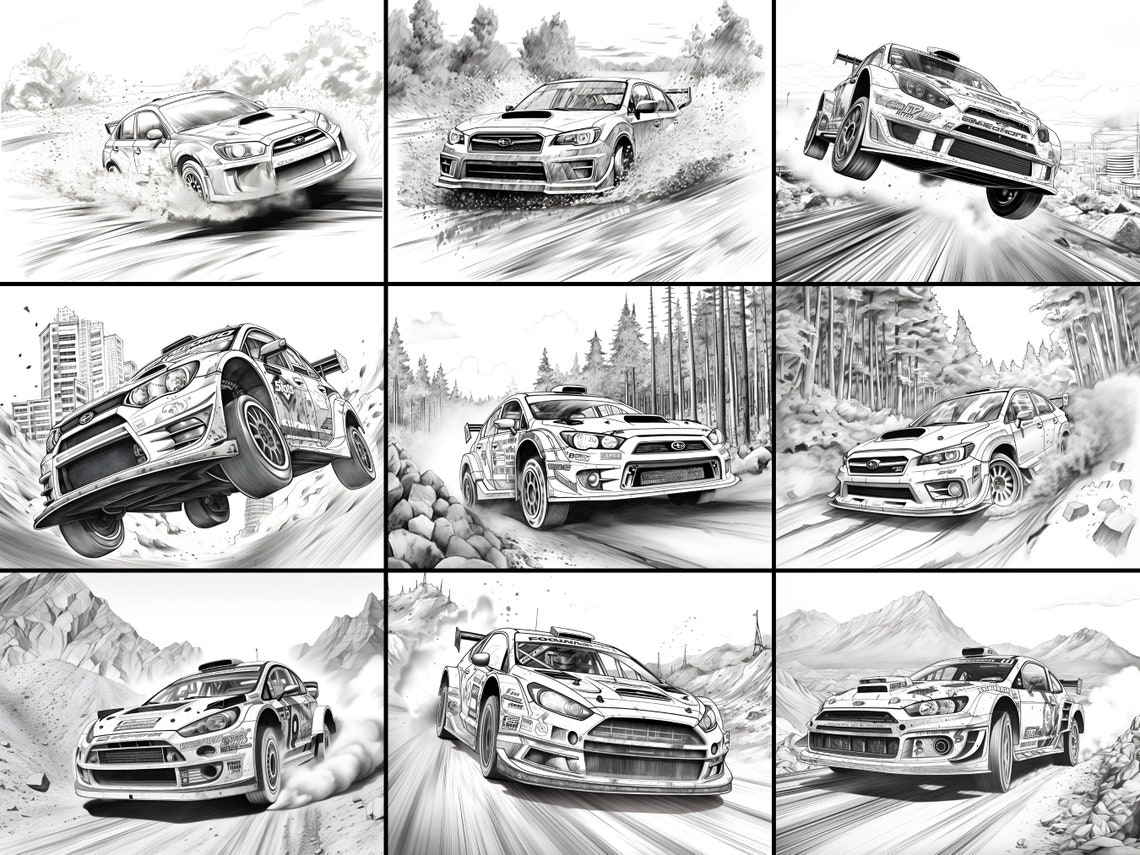 30 Rally Car Printable Coloring Pages - PDF & PNG Instant Download - 8. ...